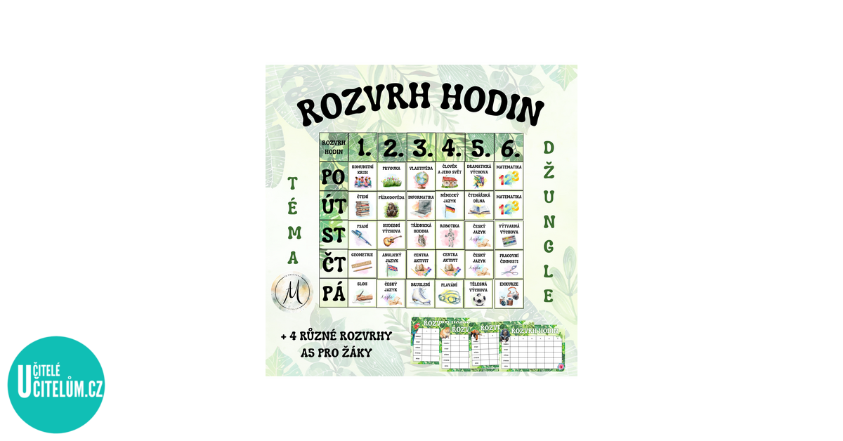 Rozvrh hodin - téma DŽUNGLE - Nezařazené k předmětu | UčiteléUčitelům.cz